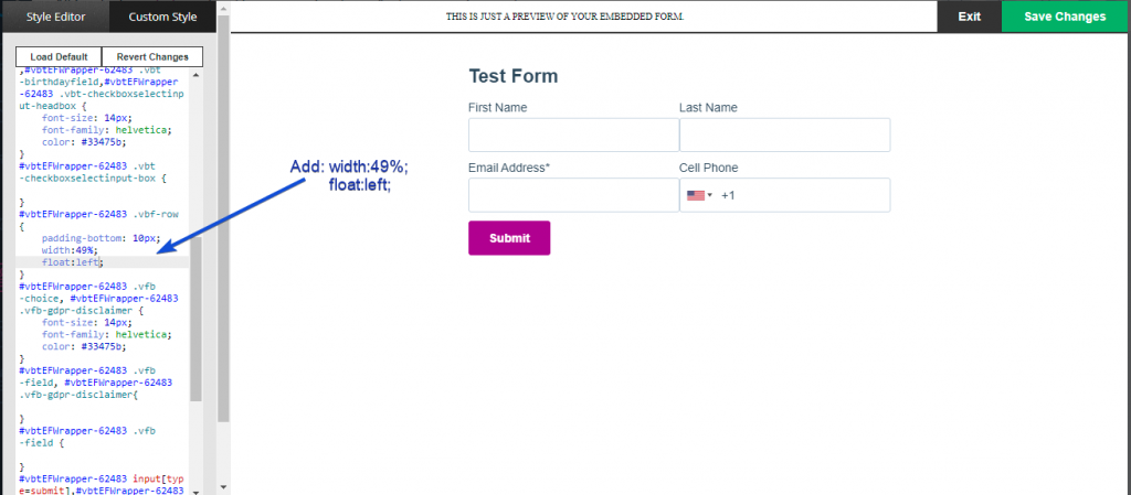 How to make a form’s fields horizontally aligned – VBOUT Help Center
